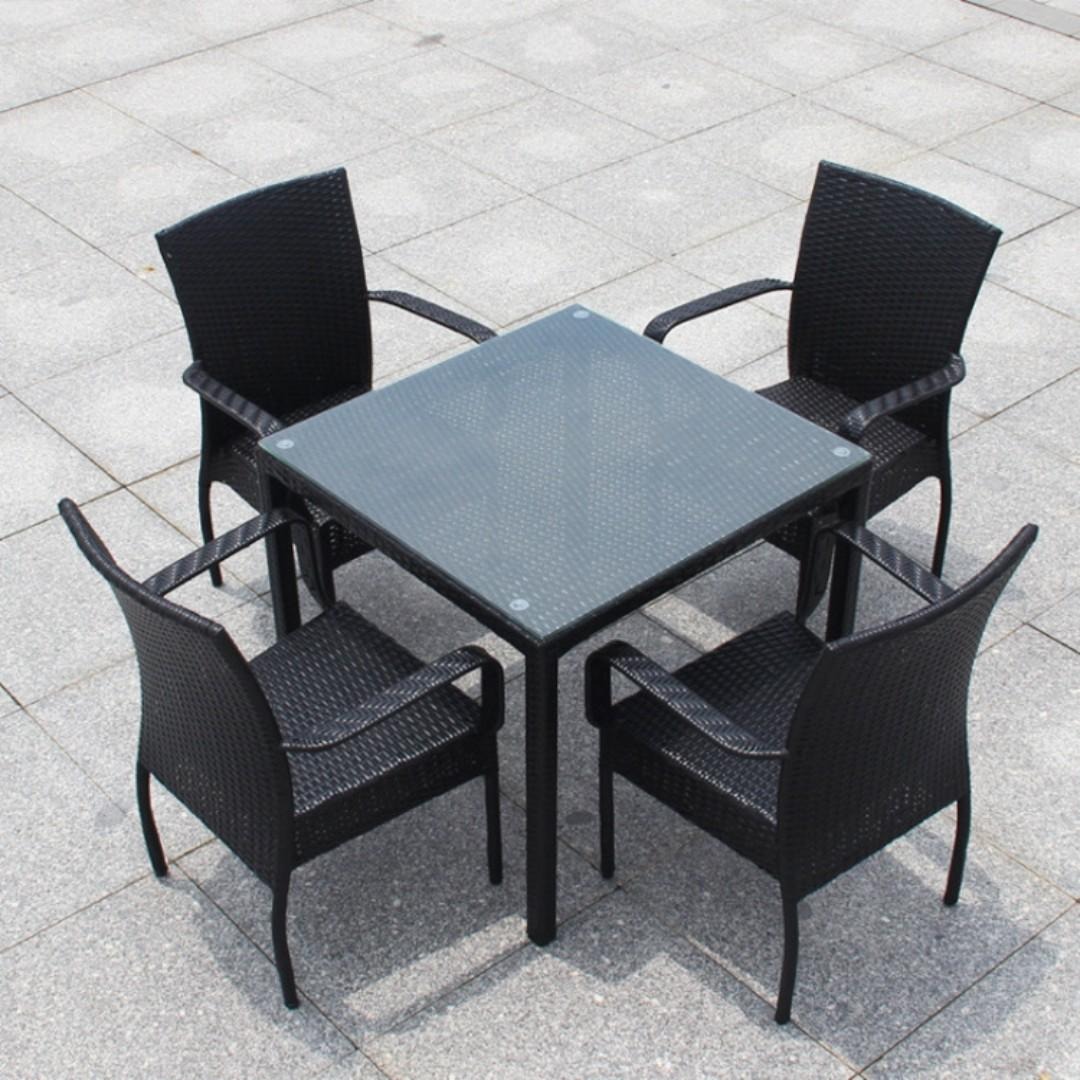 1 Table +4 Chair Outdoor Table set Brand New Glass Top Free delivery ...