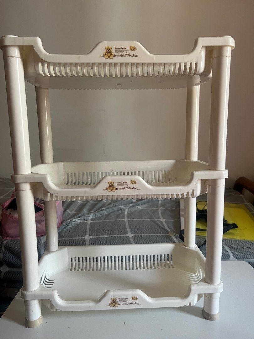 3 layer shelf plastic storage rack, Furniture & Home Living ...