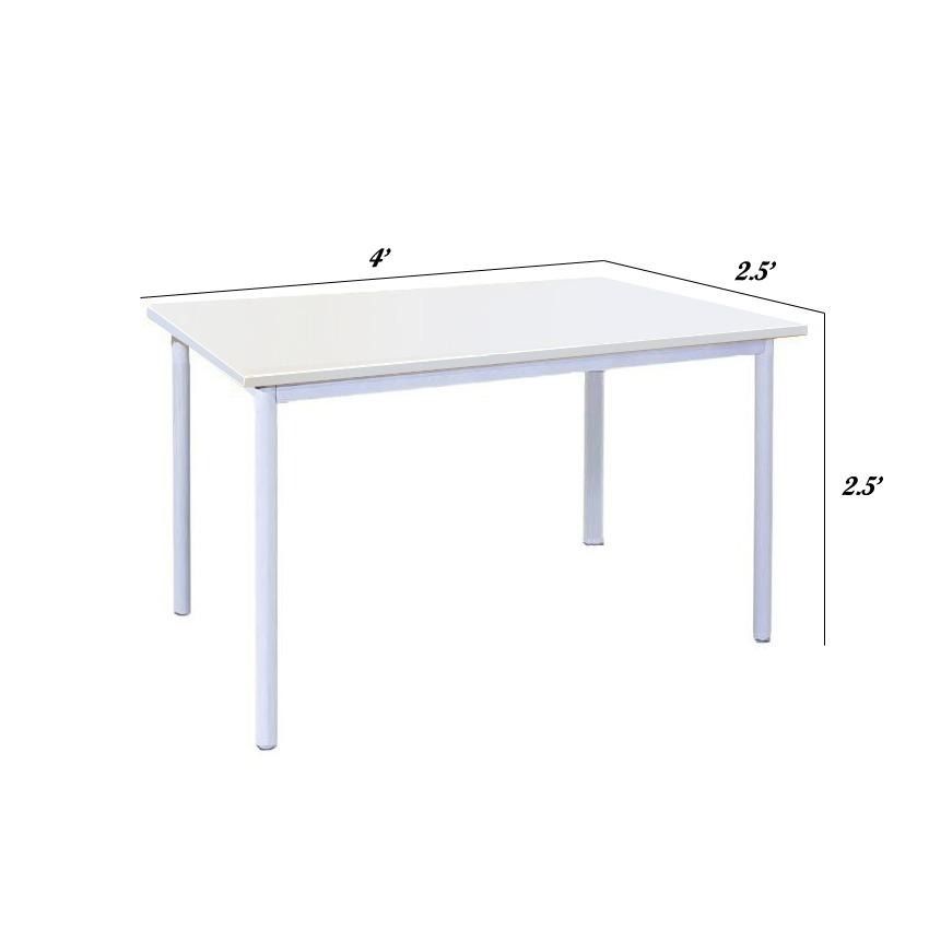 4' Rectangular Table Dining Table, Writing table (Full White ...