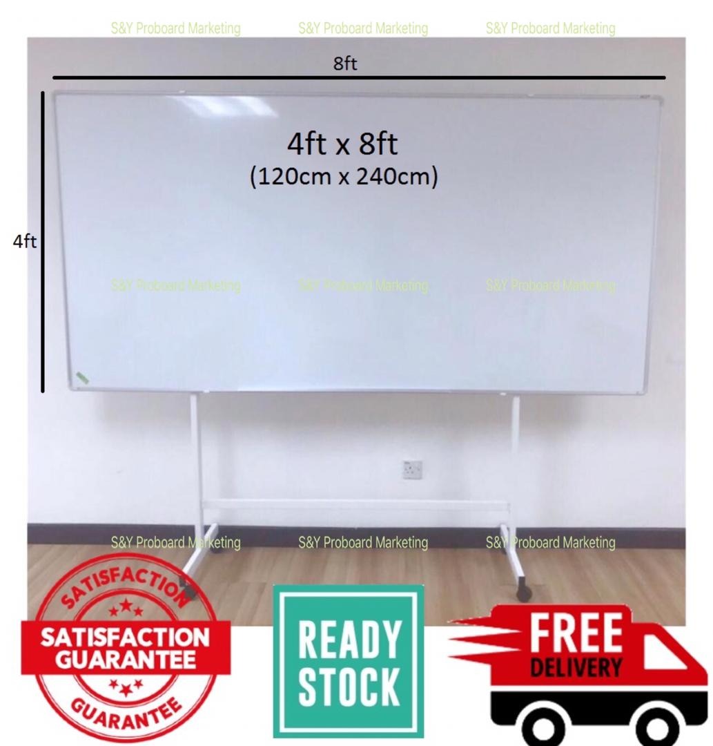 4x8 Magnetic Whiteboard with Stand Size White Board, Hobbies & Toys ...