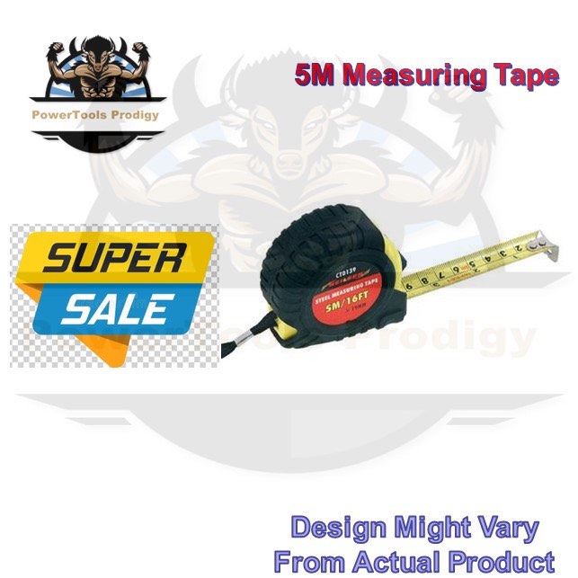 5M MEASURING TAPE/ RETRACTABLE TAPE YELLOW COLOUR/ DESIGN MIGHT VARY ...