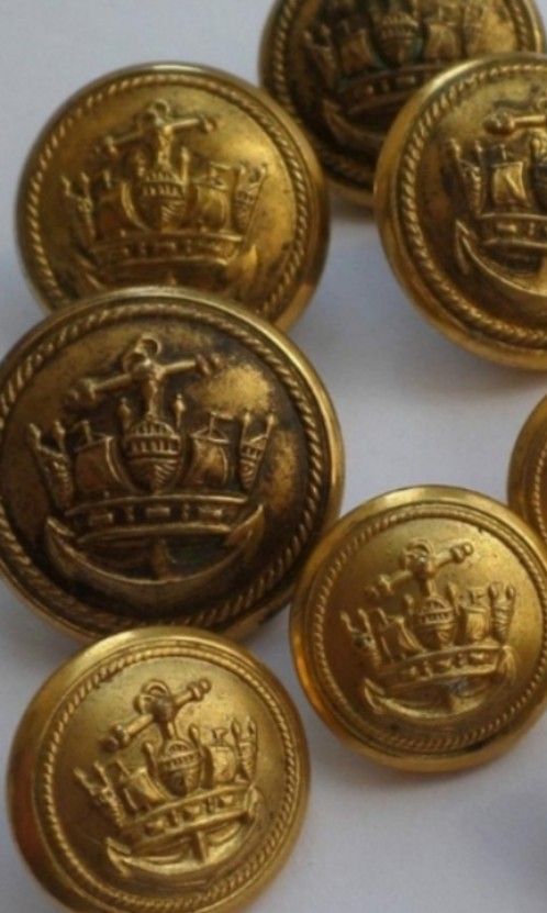 8 Vintage Merchant Navy Crown and Anchor Button Gaunt of London ...