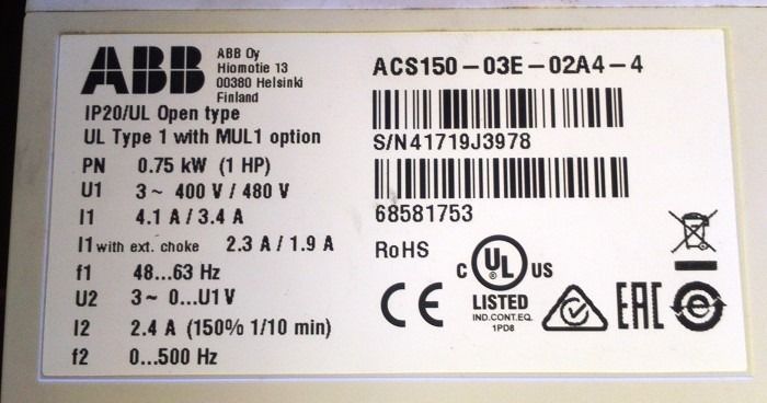 AC DRIVER - 0.75KW 1HP ( ABB), Commercial & Industrial, Industrial ...