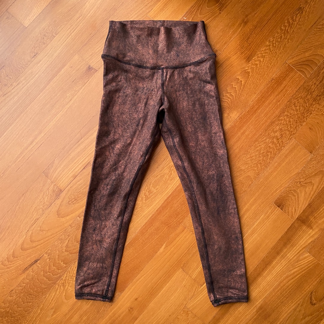 Alo Yoga Copper Metallic Airbrush Leggings Tights, Women's Fashion ...
