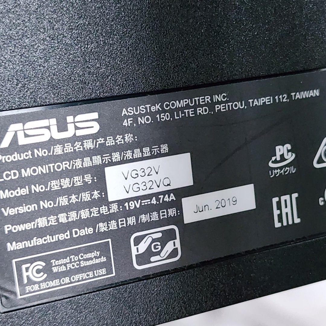 Asus TUF Curve Gaming Monitor VG32V 32inch QHD 2560x1440, Computers ...