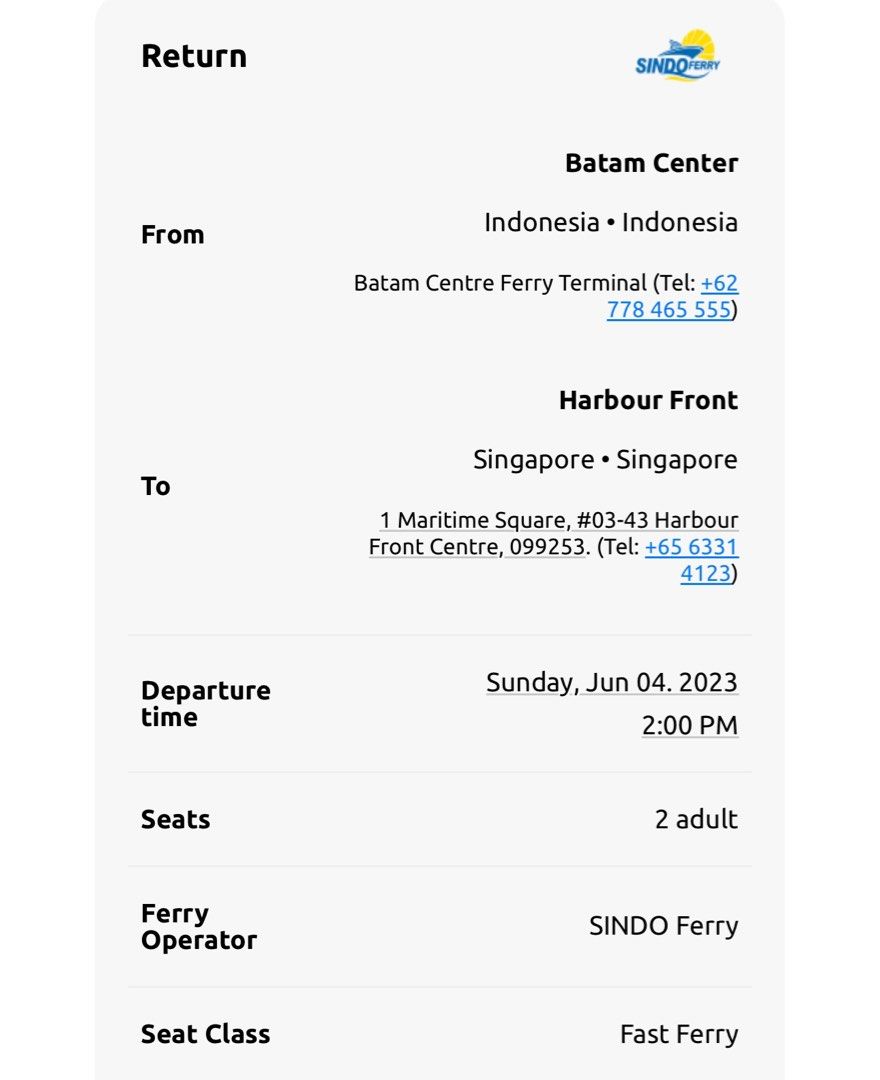 Batam ferry ticket, Tickets & Vouchers, Local Attractions & Transport ...