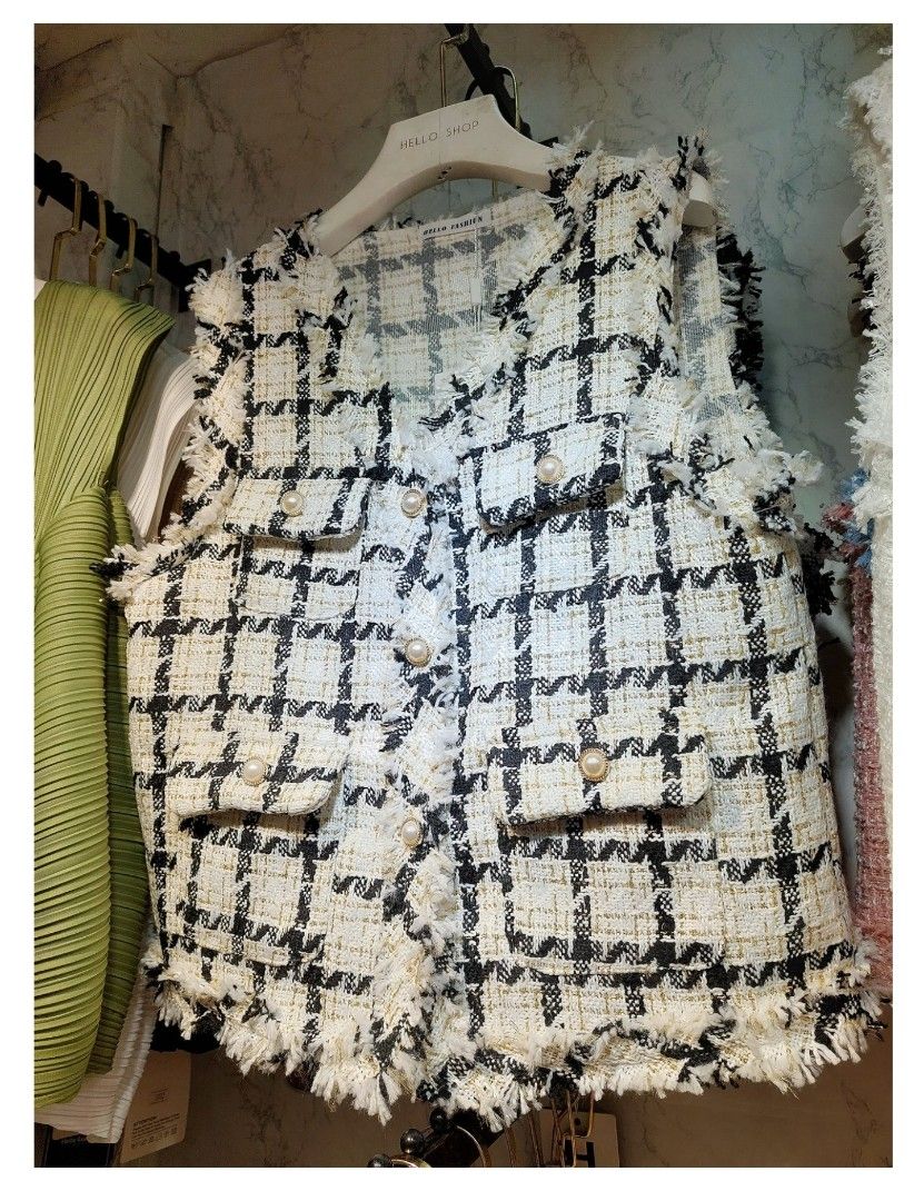 Black and White Checkered Vest on Carousell
