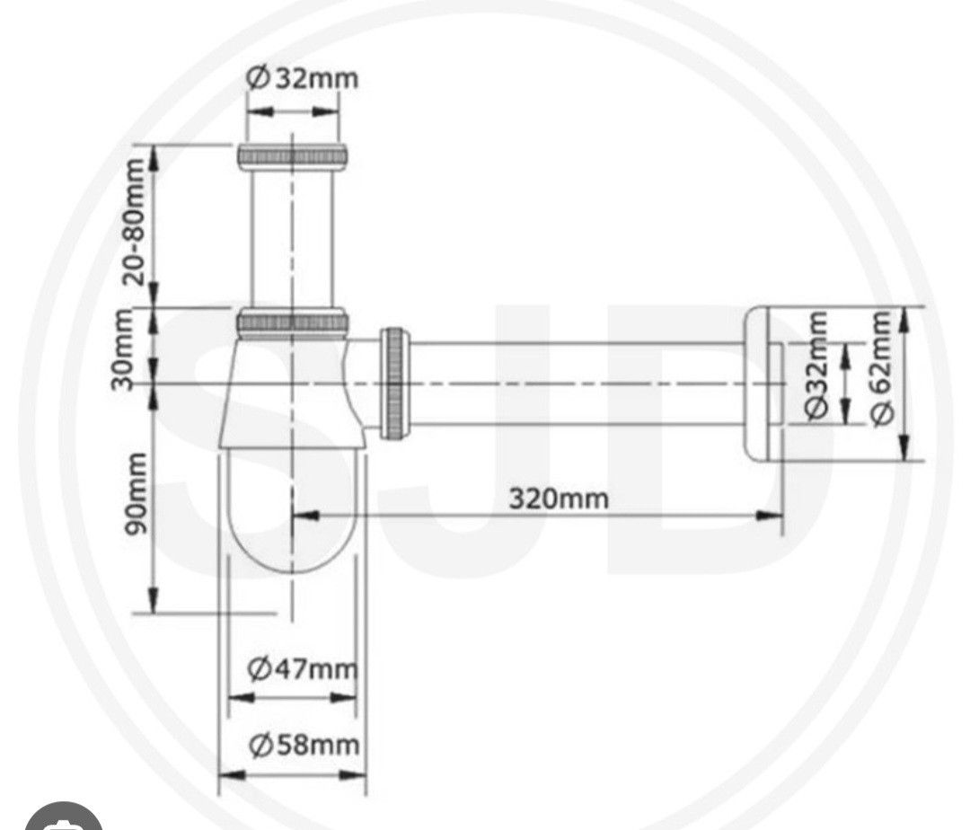 Cabana Bottle Trap CBT001 - For Basin/Bathroom, Furniture & Home Living ...