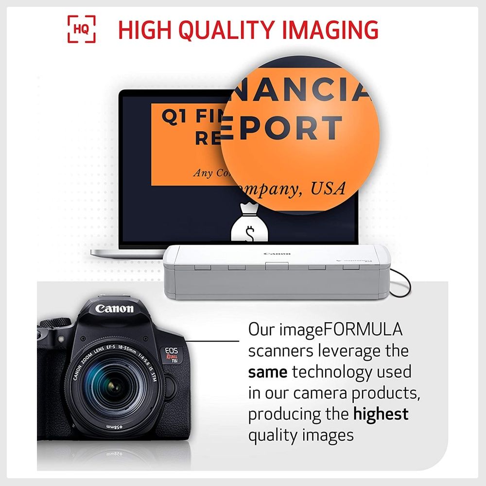 Canon imageFORMULA R10 Portable Document Scanner, 2-Sided Scanning with ...