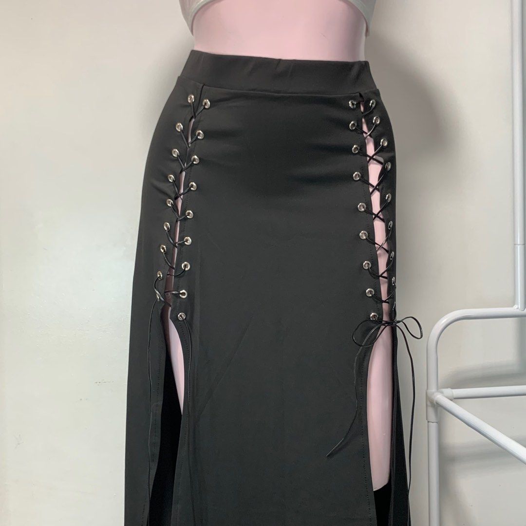 Cape clique Crisscross tie up long skirt with slit on Carousell