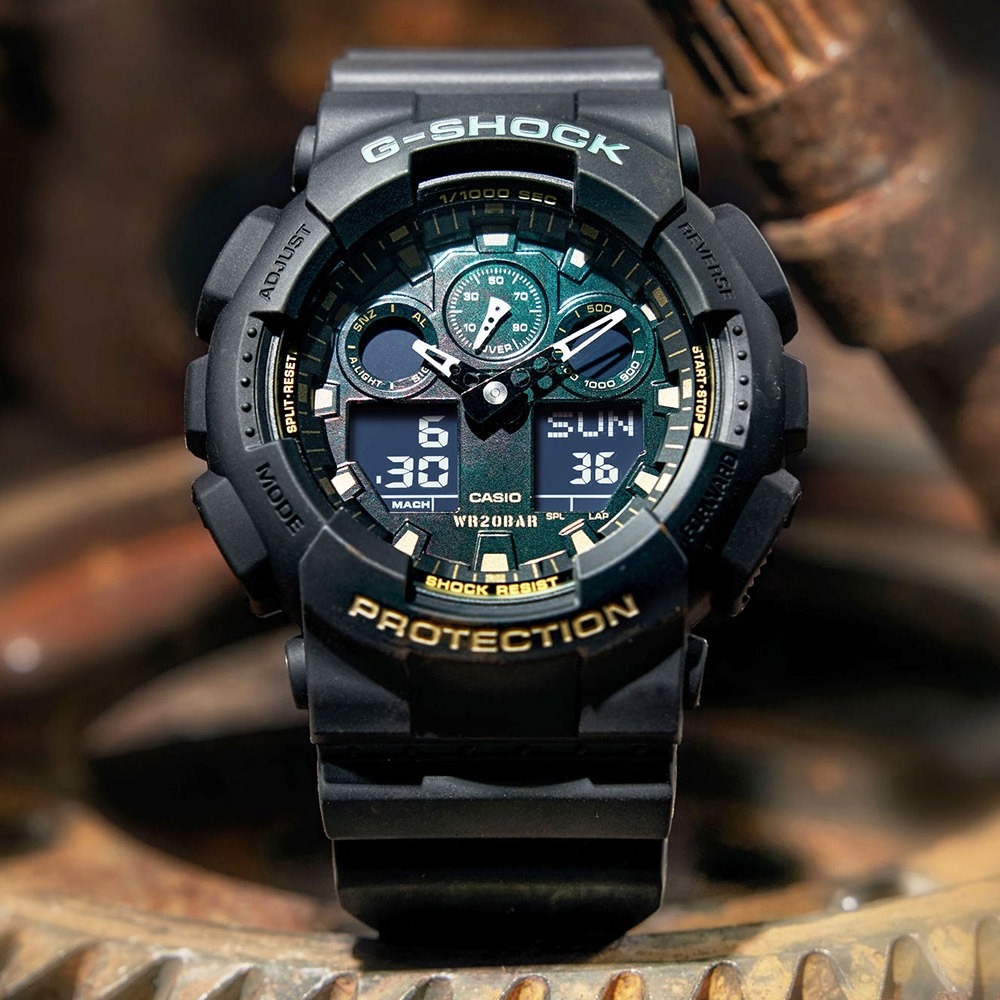 Casio G-Shock GA-100RC-1A Rusted Iron Design Analog Digital Black Men's ...
