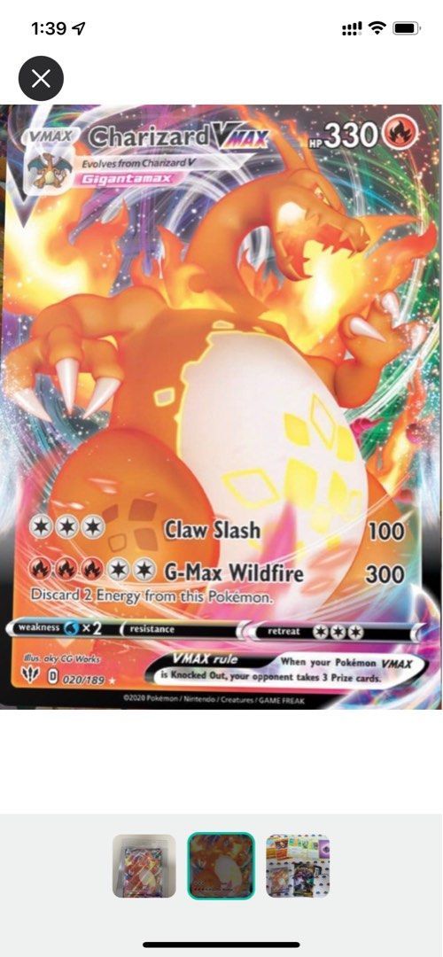 Charizard V Max 020/189, 興趣及遊戲, 玩具 & 遊戲類 - Carousell