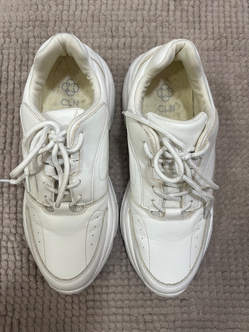 CLN white platform sneakers on Carousell