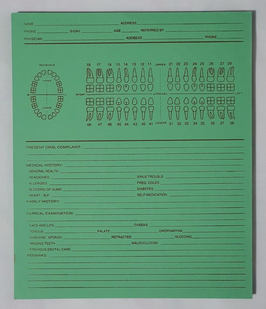 Dental Patient Record Card (Assorted Colors) on Carousell