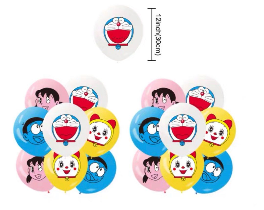 Doraemon Norita Happy Birthday Balloon Set Backdrop Banner, Hobbies ...
