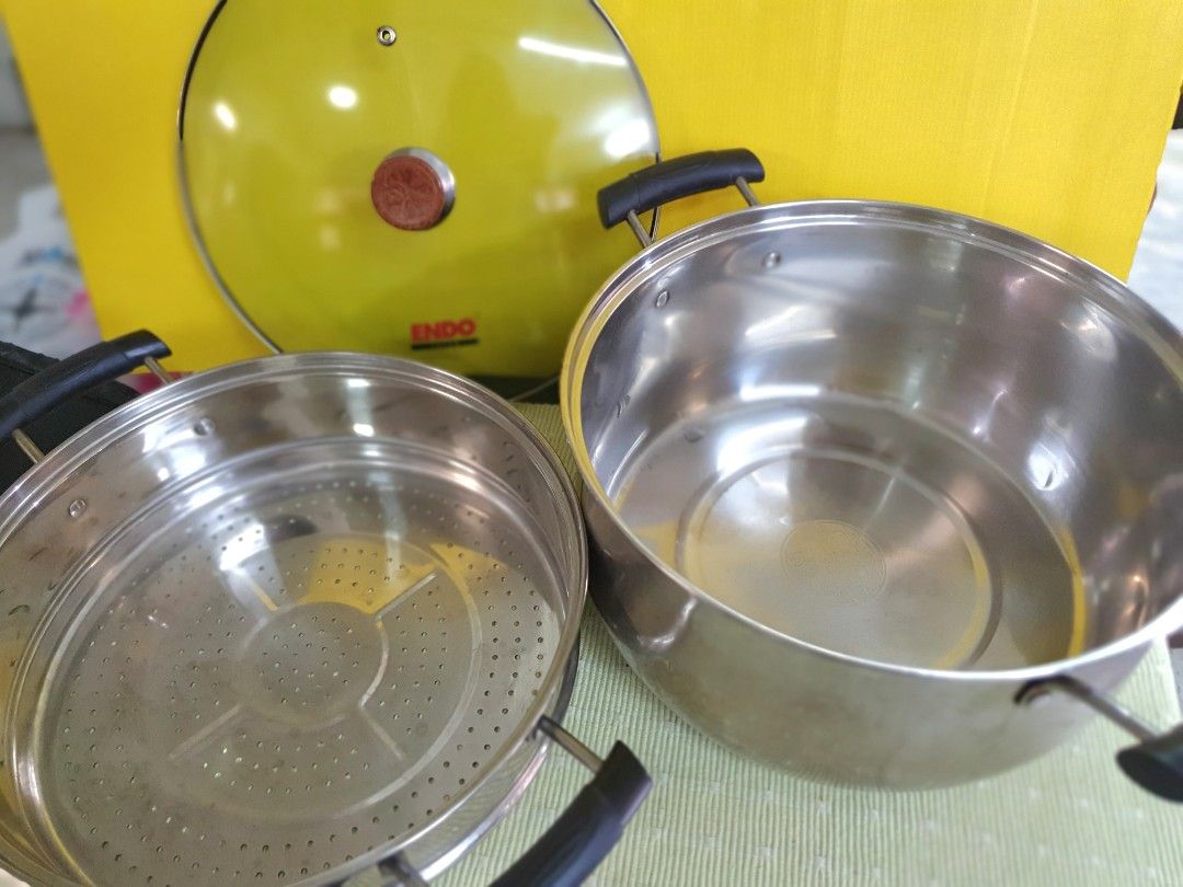 ENDO Japan 28cm 2 Tier S/S Steamer with glass lid, Furniture & Home Living, Kitchenware ...