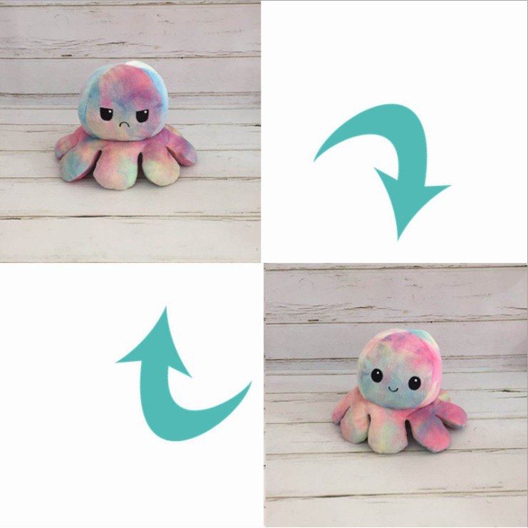 Flip Octopus Happy Angry Soft Toy Double side, Hobbies & Toys, Toys ...