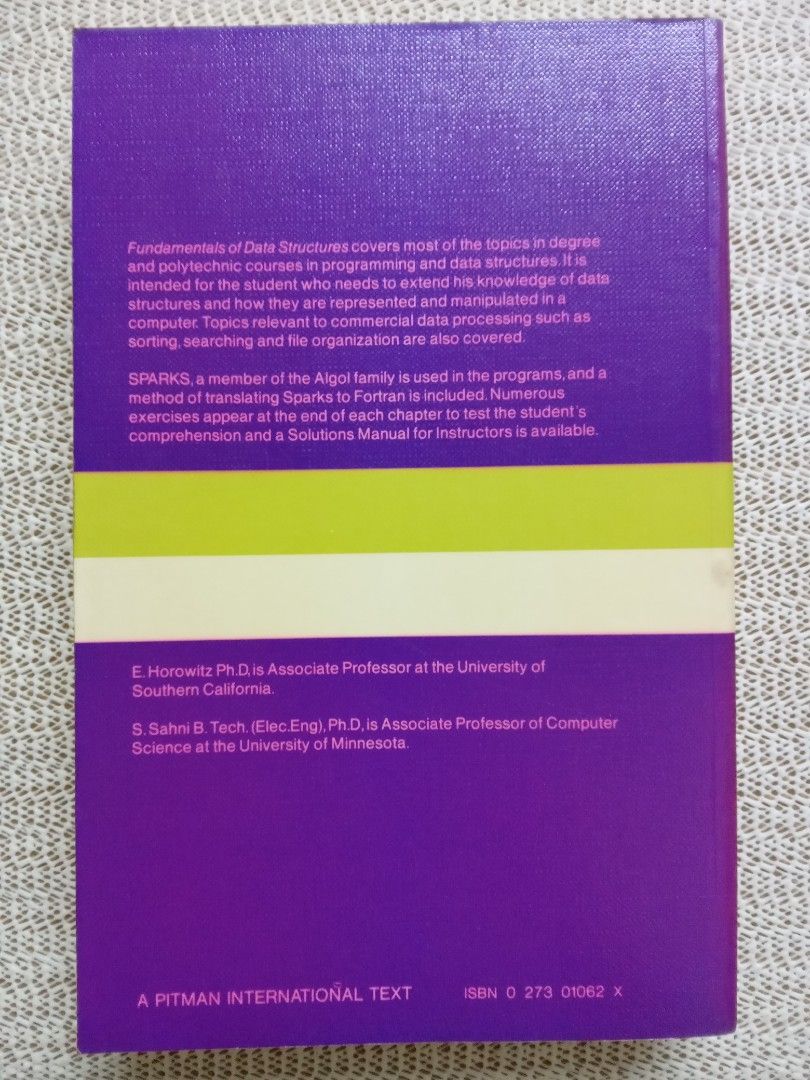 Fundamentals of Data Structures E Horowitz & S Sahni, Hobbies & Toys ...