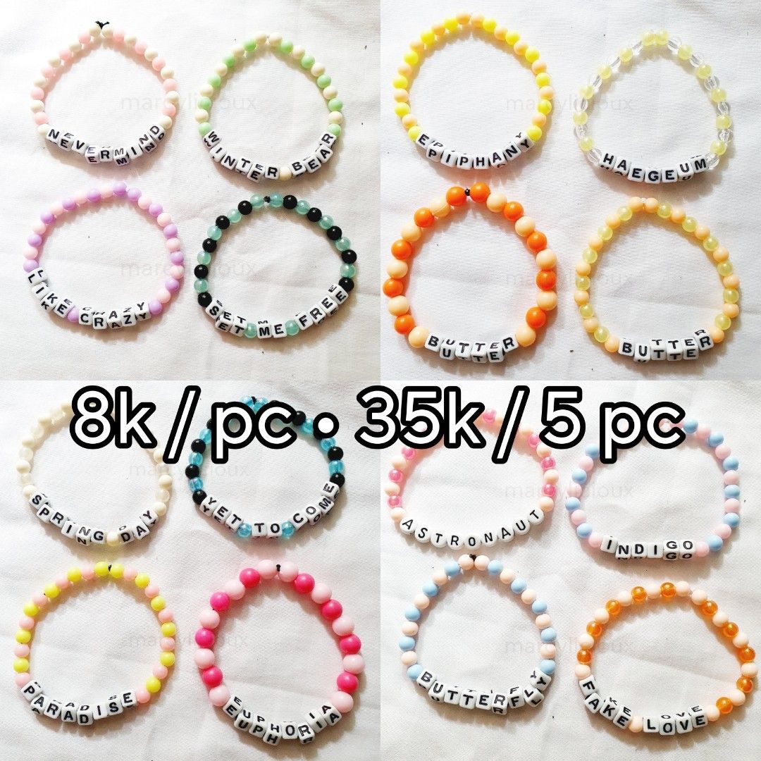 Gelang custom nama BTS title track member blackpink, K-Wave di Carousell