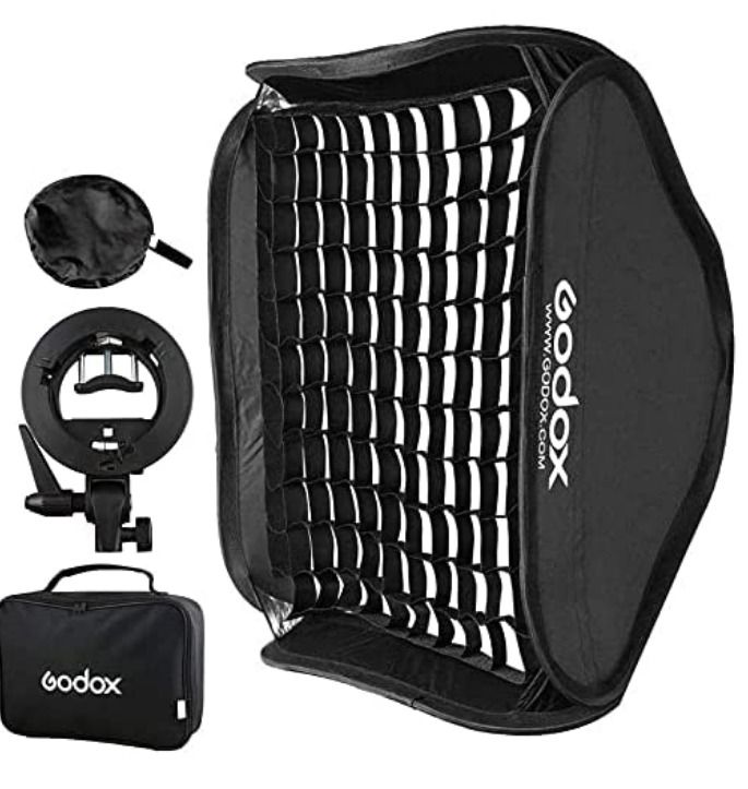 Godox 60cm square softbox + Grid + bracket, Photography, Photography ...