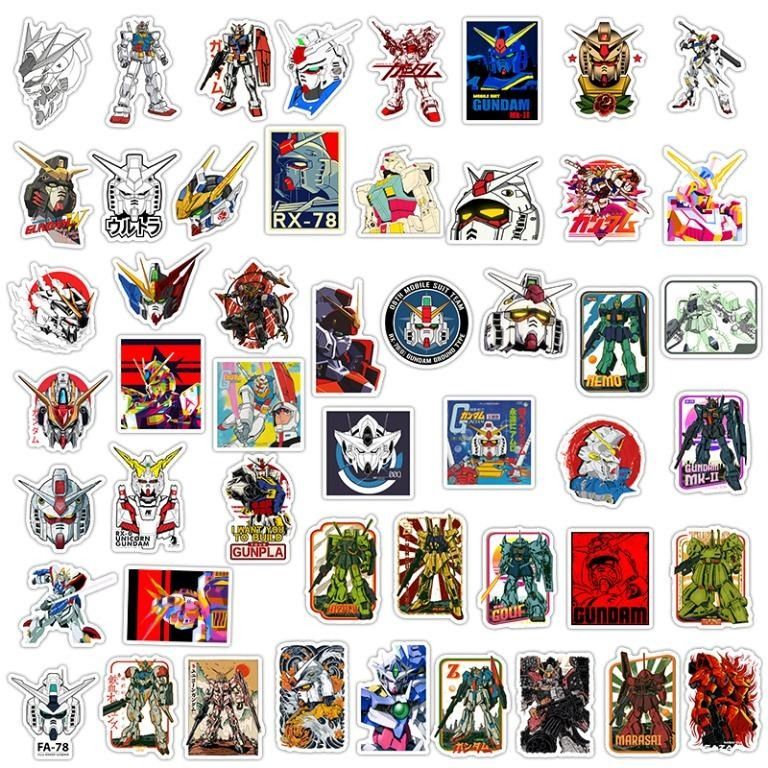 Gundam 50 pieces Sticker Set Laptop Skateboard Mobile Phone, Hobbies ...