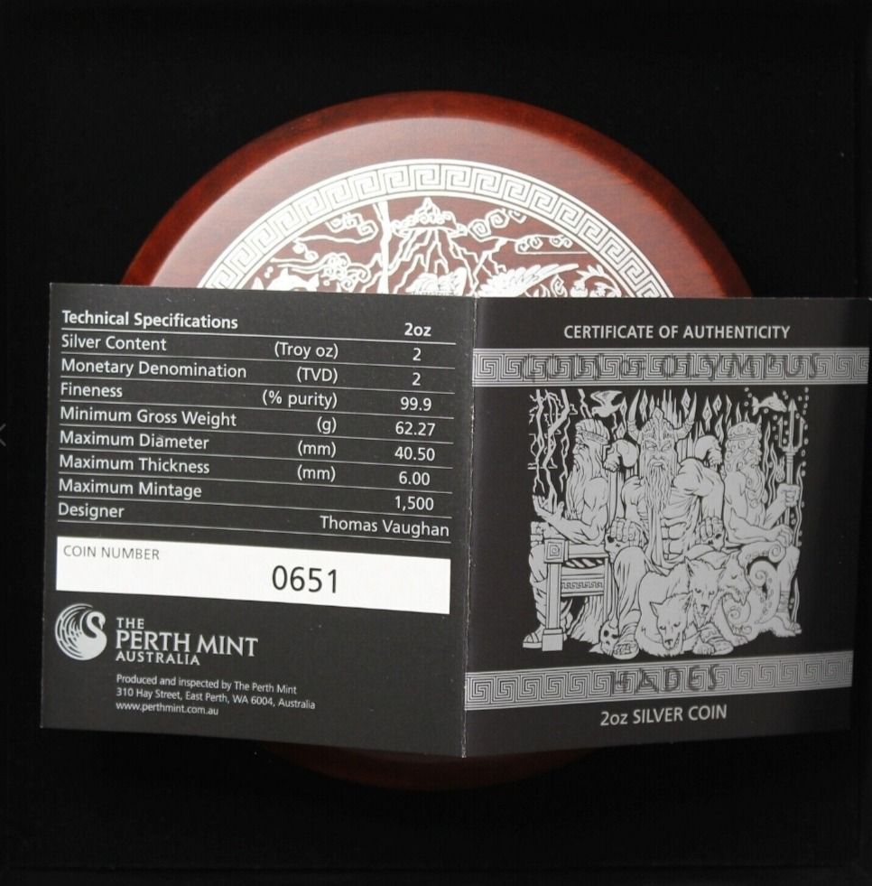 HADES Gods of Olympus High Relief 2 Oz Silver Coin 2$ Tuvalu 2014 ...