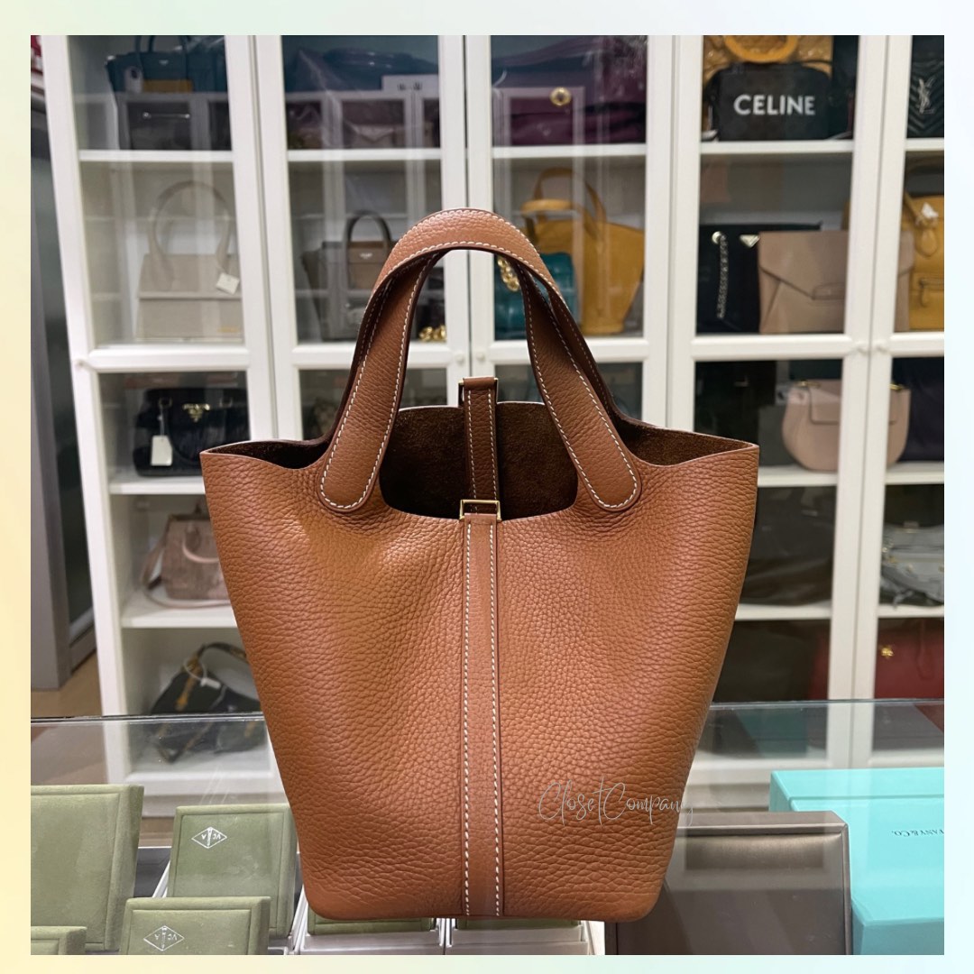 Hermes Picotin Lock 18 Gold (Brown) Clemence Taurillon Gold Hardware ...