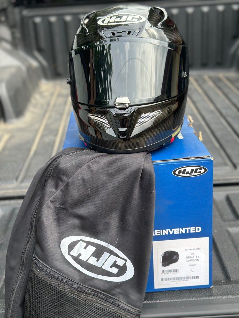 HJC RPHA 11 Full Carbon Solid Bkack Complete set with Box Large ...