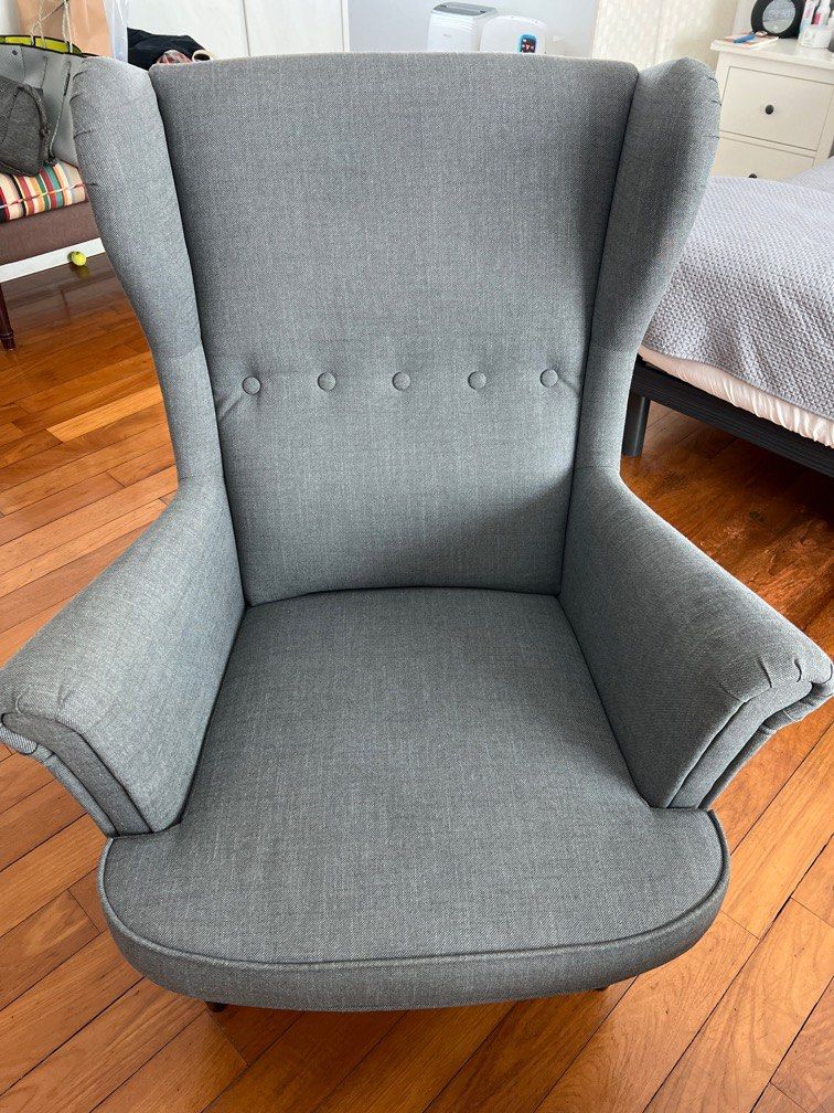 IKEA Strandmon Wing Armchair Grey, Furniture & Home Living, Furniture ...
