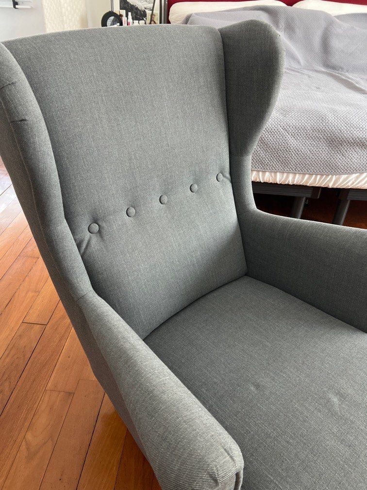 IKEA Strandmon Wing Armchair Grey, Furniture & Home Living, Furniture ...