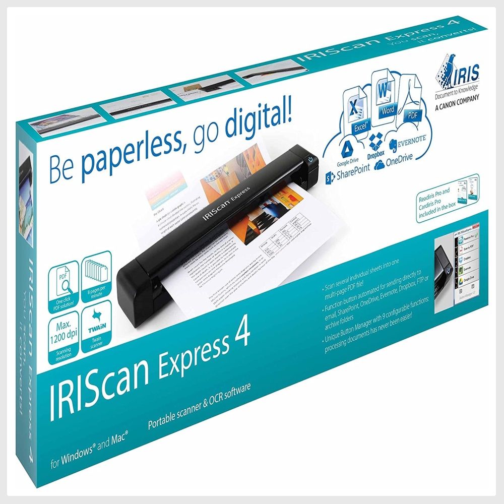 IRIScan Express 4 USB Portable 1200 dpi Scanner, Computers & Tech ...