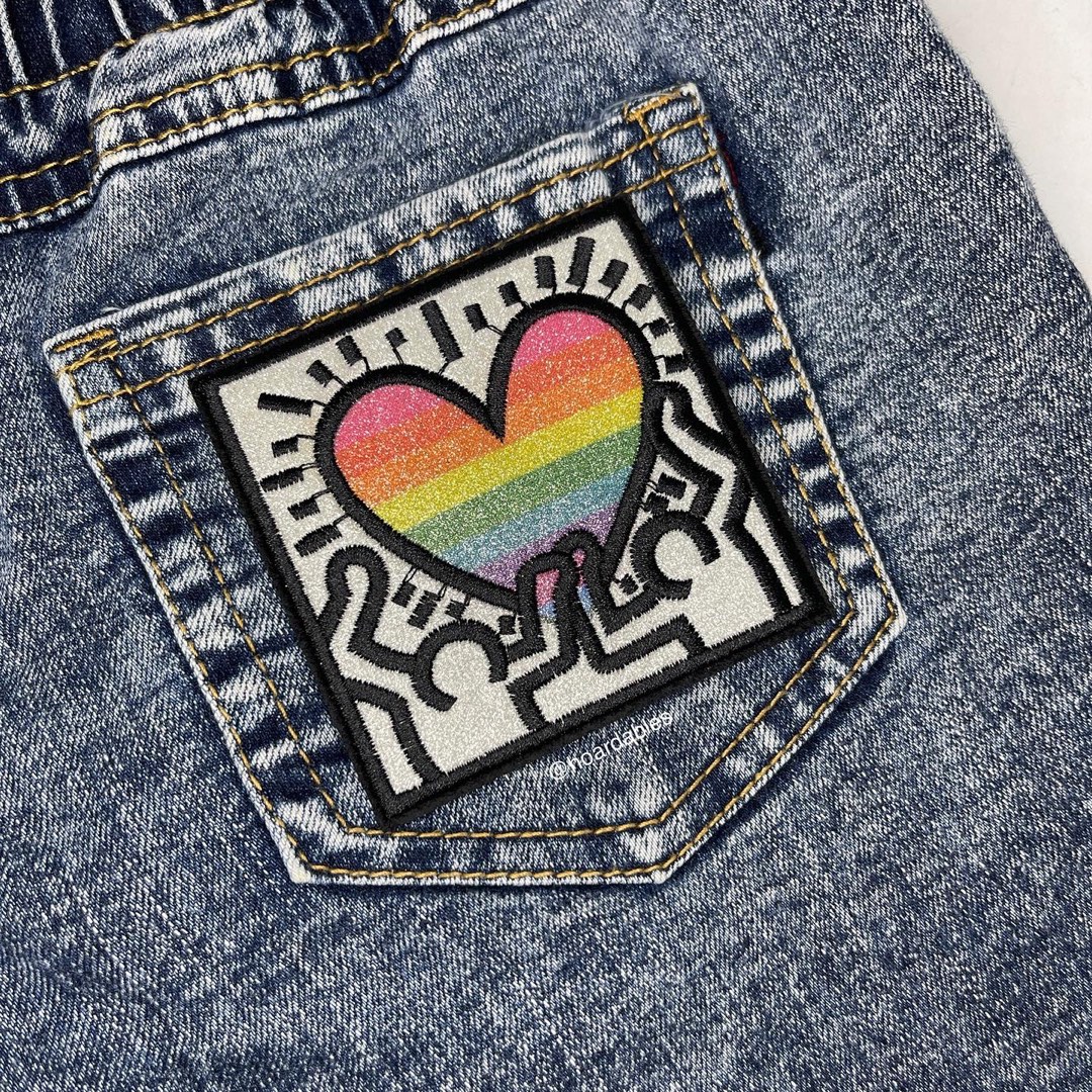 Keith haring rainbow iron on sew on patch, Hobbies & Toys, Stationary ...