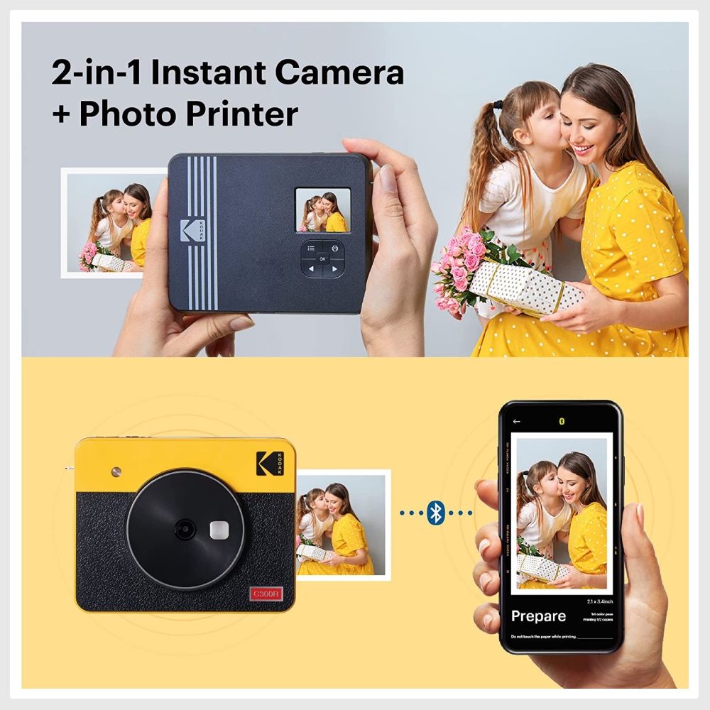 KODAK Mini Shot 3 Retro 4PASS 2-in-1 Instant Camera and Photo Printer (3x3") + 68 Sheets Bundle ...