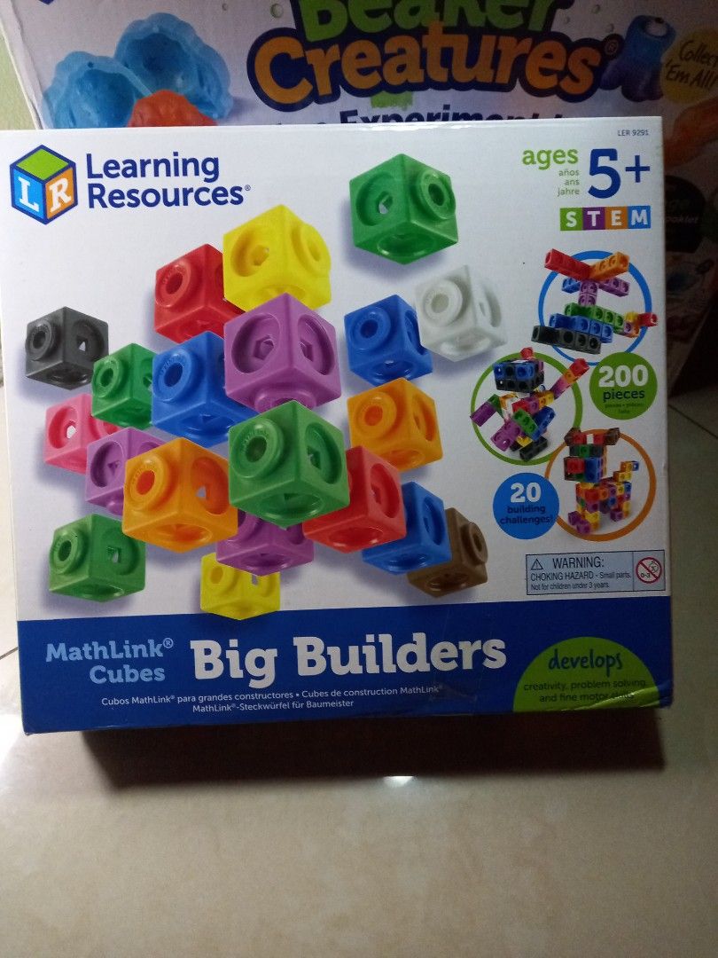 Learning Resources Mathlink Cubes Big Builders 200 pieces toy puzzle and as a counter for ...