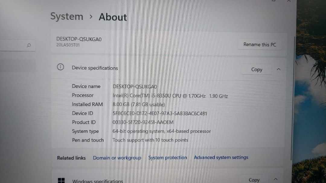 Lenovo Thinkpad T580 intel i5 8th gen processor 8GB RAM 256GB SSD ...