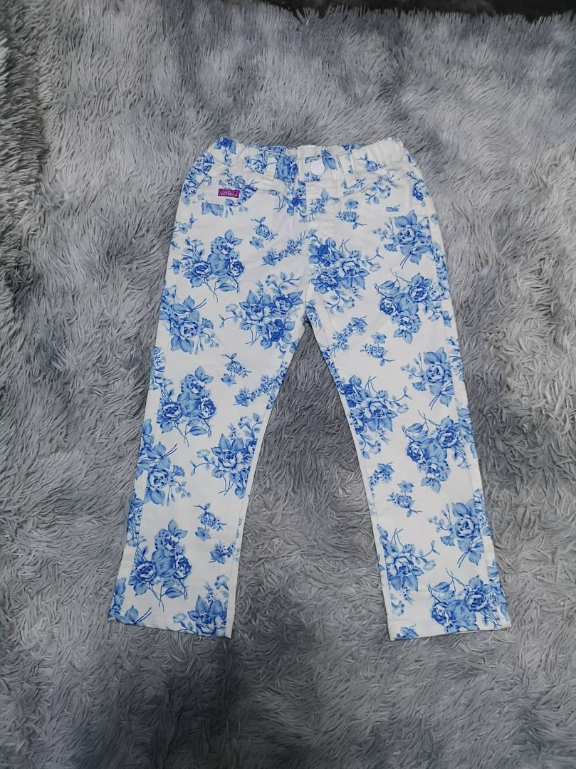 Little White Blue Floral Pants on Carousell