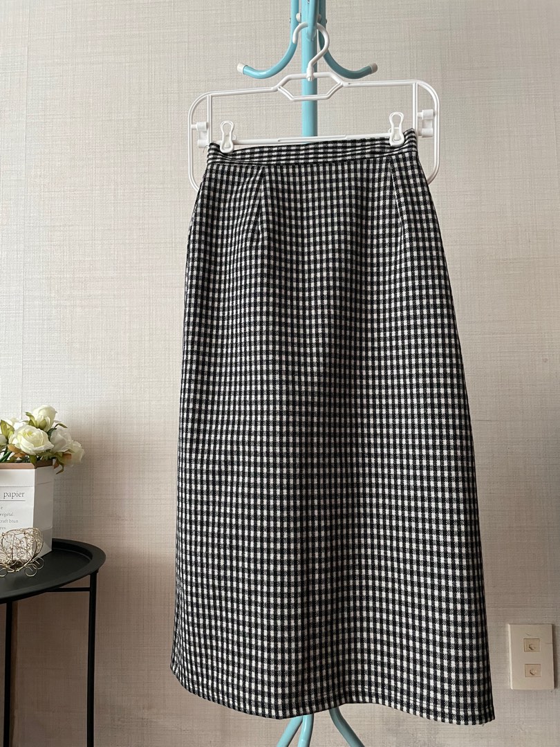 Long checkered skirt/ Garterized Skirt/Korean skirt/Plaid, Women's ...