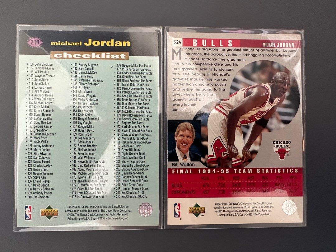 Lot of 2 collectors choice nba basketball Michael Jordan checklist scoring report bulls GOAT MVP ...