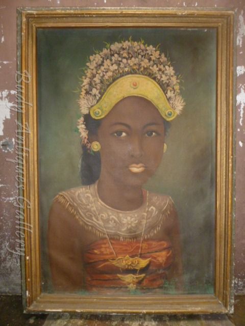 Lukisan Tua `Gadis Bali` Karya Suradi, Perabotan Rumah di Carousell