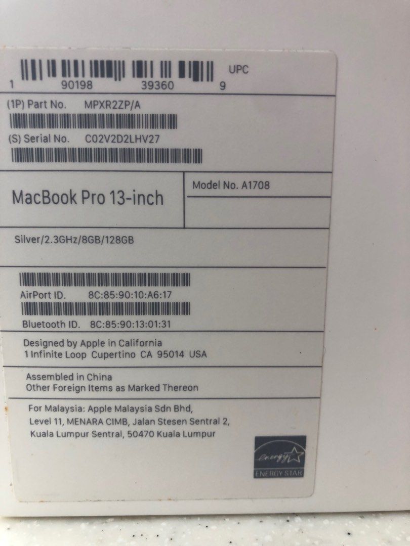 MacBook Pro 8gb ram 128gb model A1708, Computers & Tech, Laptops ...
