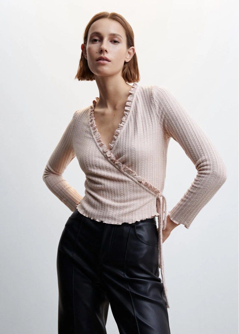 mango wrap top, Women's Fashion, Tops, Longsleeves on Carousell