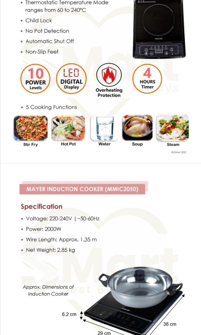 Mayer induction cooker MMIC2050 / Brand New Seal / 1 year warranty, TV ...