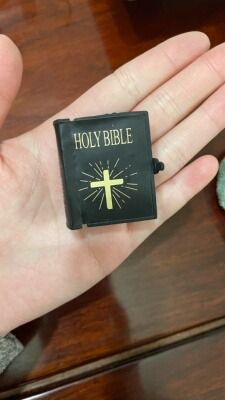 Miniature - Black Mini Holy Bible, printed snippets of Genesis, Exodus ...