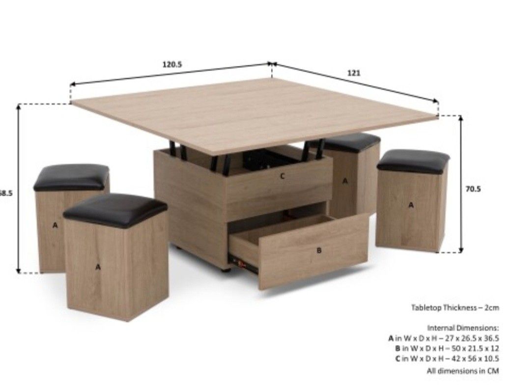 Multi purpose Coffee table foldable with storage, Furniture & Home ...