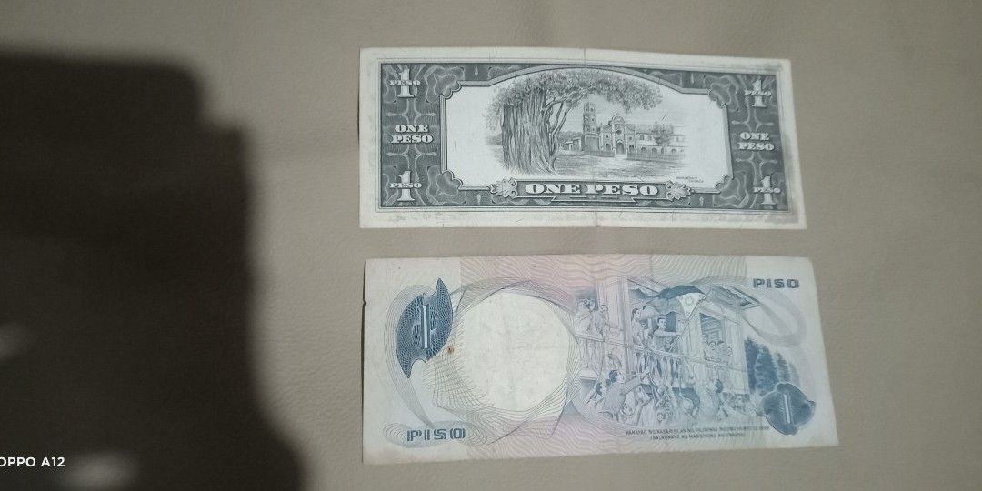 One peso Dr Jose Rizal Philippines old paper bills and one peso Andes ...