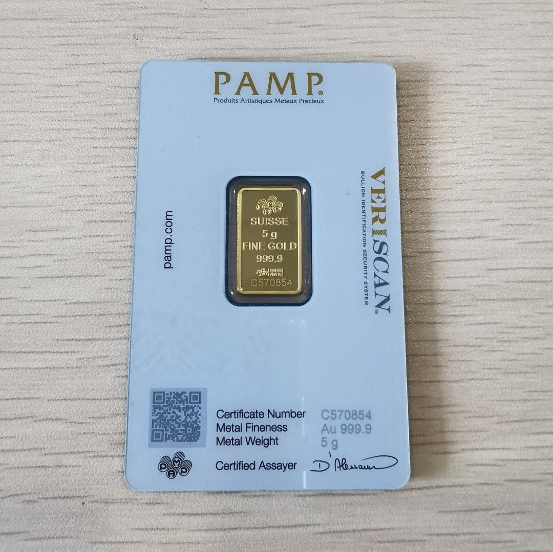 Pamp Suisse 5g 999.9 Gold Bar with Cert (1 pc), Men's Fashion, Watches ...