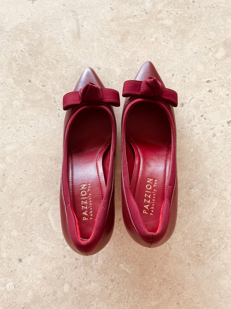 Pazzion red ribbon heels, Women's Fashion, Footwear, Heels on Carousell