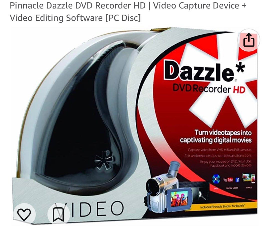 Pinnacle Dazzle DVD Recorder HD | Video Capture Device + Video Editing ...