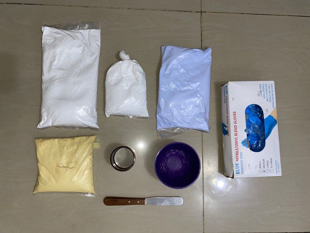 Plaster, Cast stone, Die stone, Mixing Bowl, Spatula, Gloves, Inlay ...