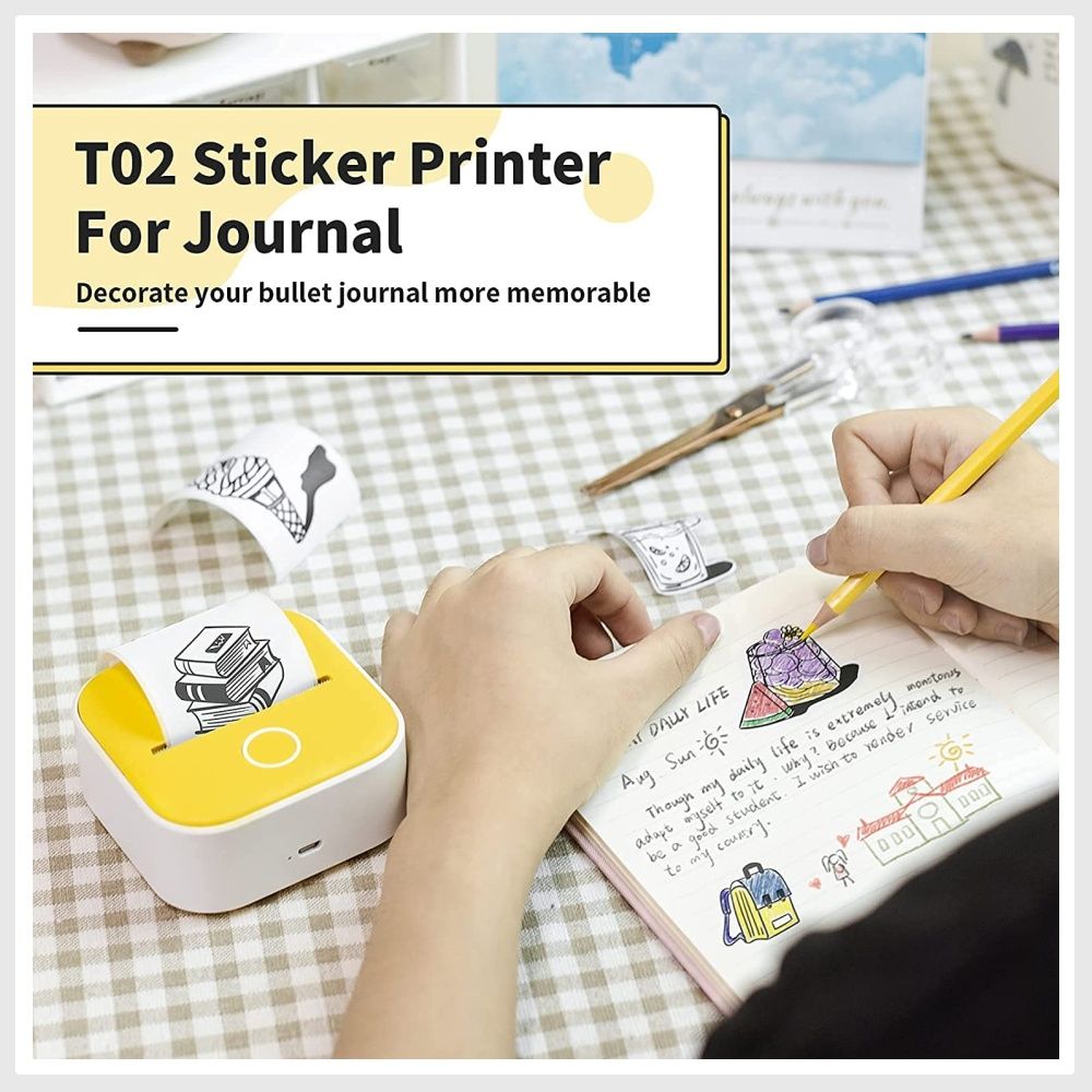 Portable Mini Sticker Printer - Inkless Pocket Mobile Thermal Printer ...